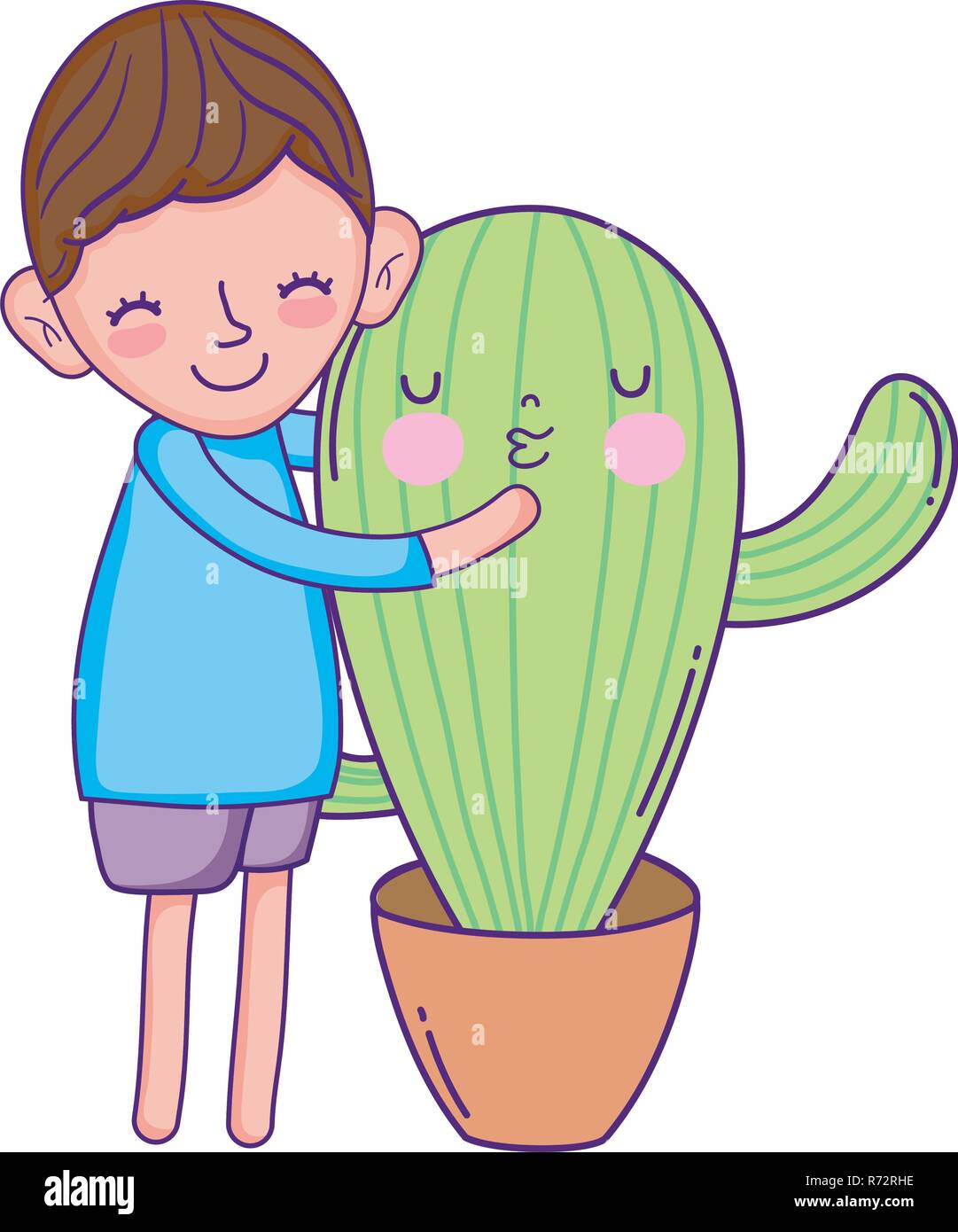 little boy with cactus kawaii character Stock Vector Image & Art - Alamy