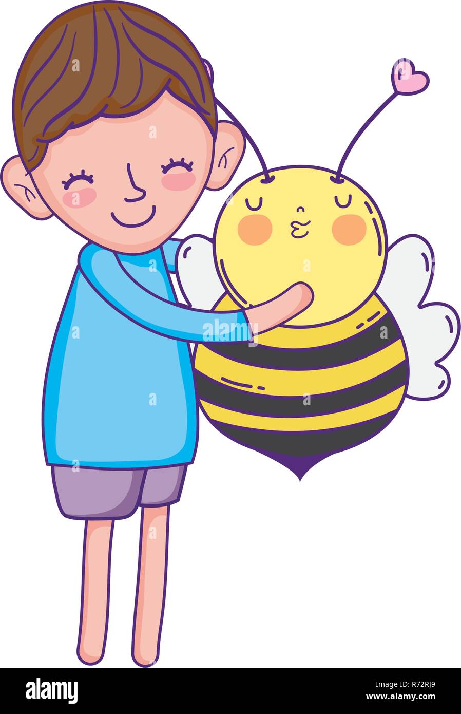 little boy with bee kawaii character Stock Vector Image & Art - Alamy