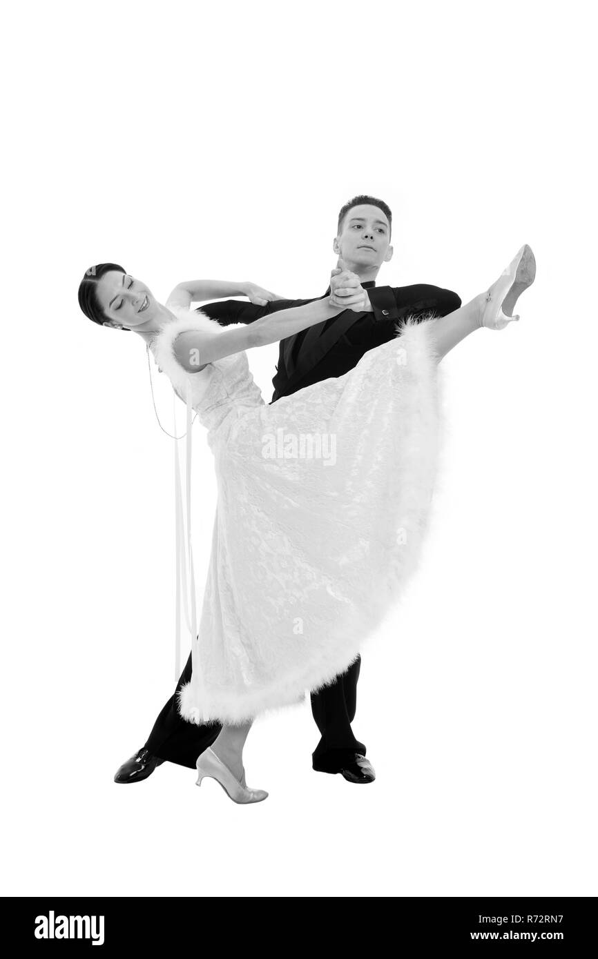 ballroom dance couple in a dance pose isolated on white background ...