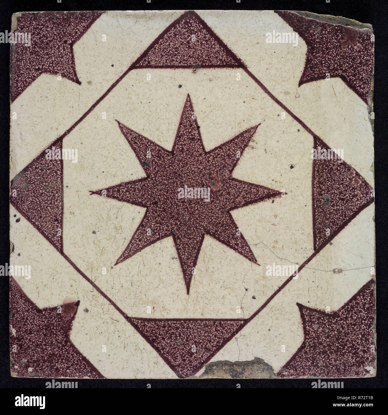 Ornament tile, eight-pointed star, wall tile tile sculpture ceramic ...