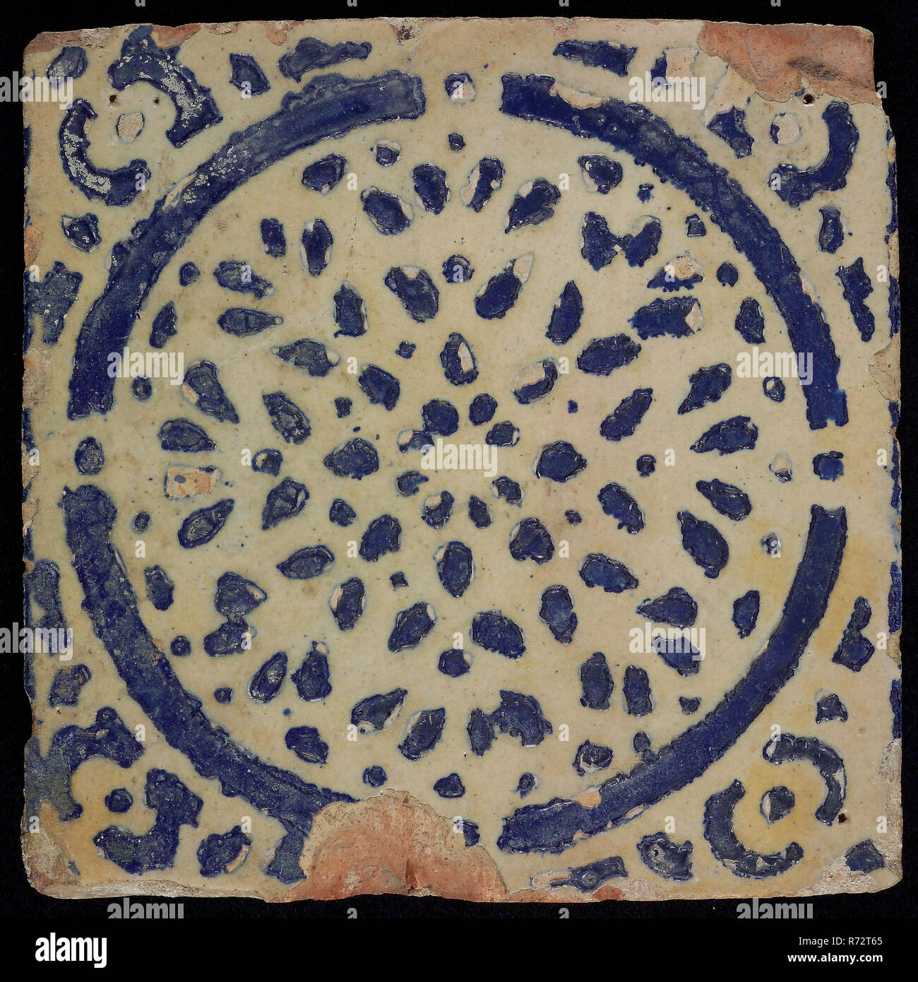 Ornament tile, blue circle, brushed blue drops, floor tile tile ...