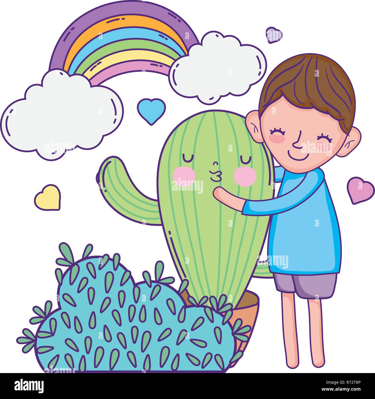little boy with cactus kawaii character Stock Vector Image & Art - Alamy