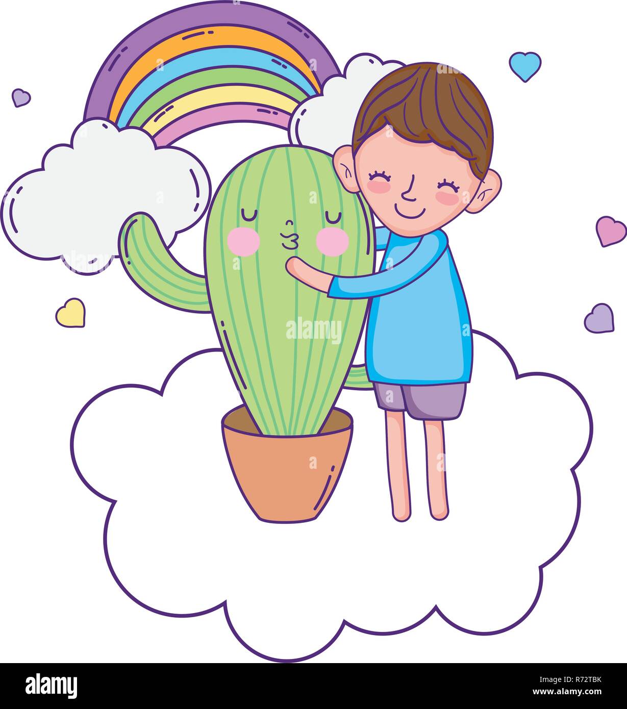 little boy with cactus kawaii character Stock Vector Image & Art - Alamy
