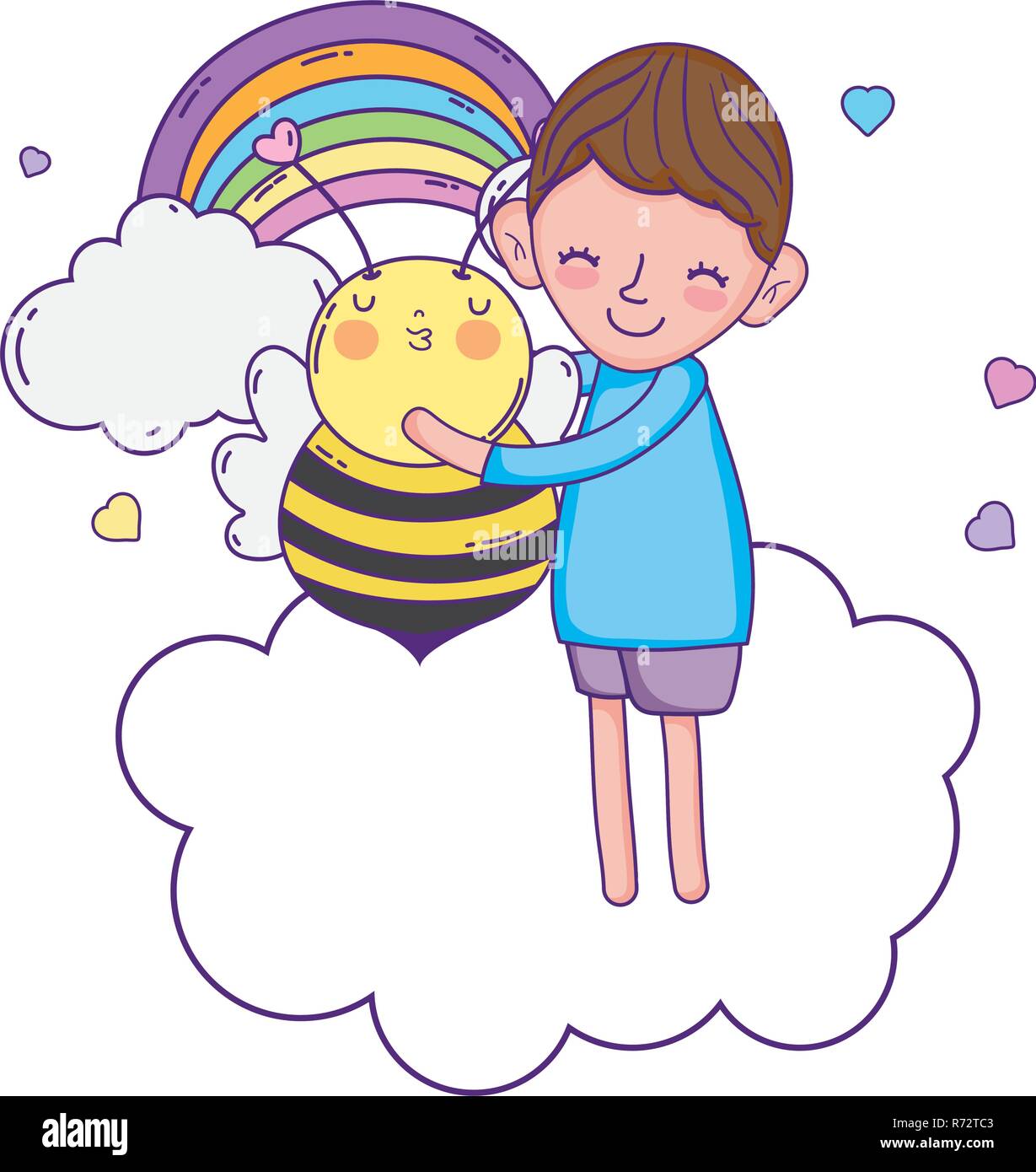 little boy with bee kawaii character Stock Vector Image & Art - Alamy