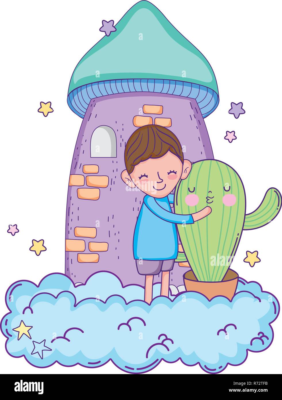 little boy with cactus kawaii character Stock Vector Image & Art - Alamy
