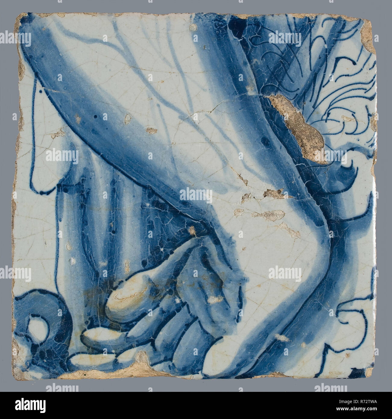 Tile with blue arm of Scipio , tile picture footage fragment ceramics ...