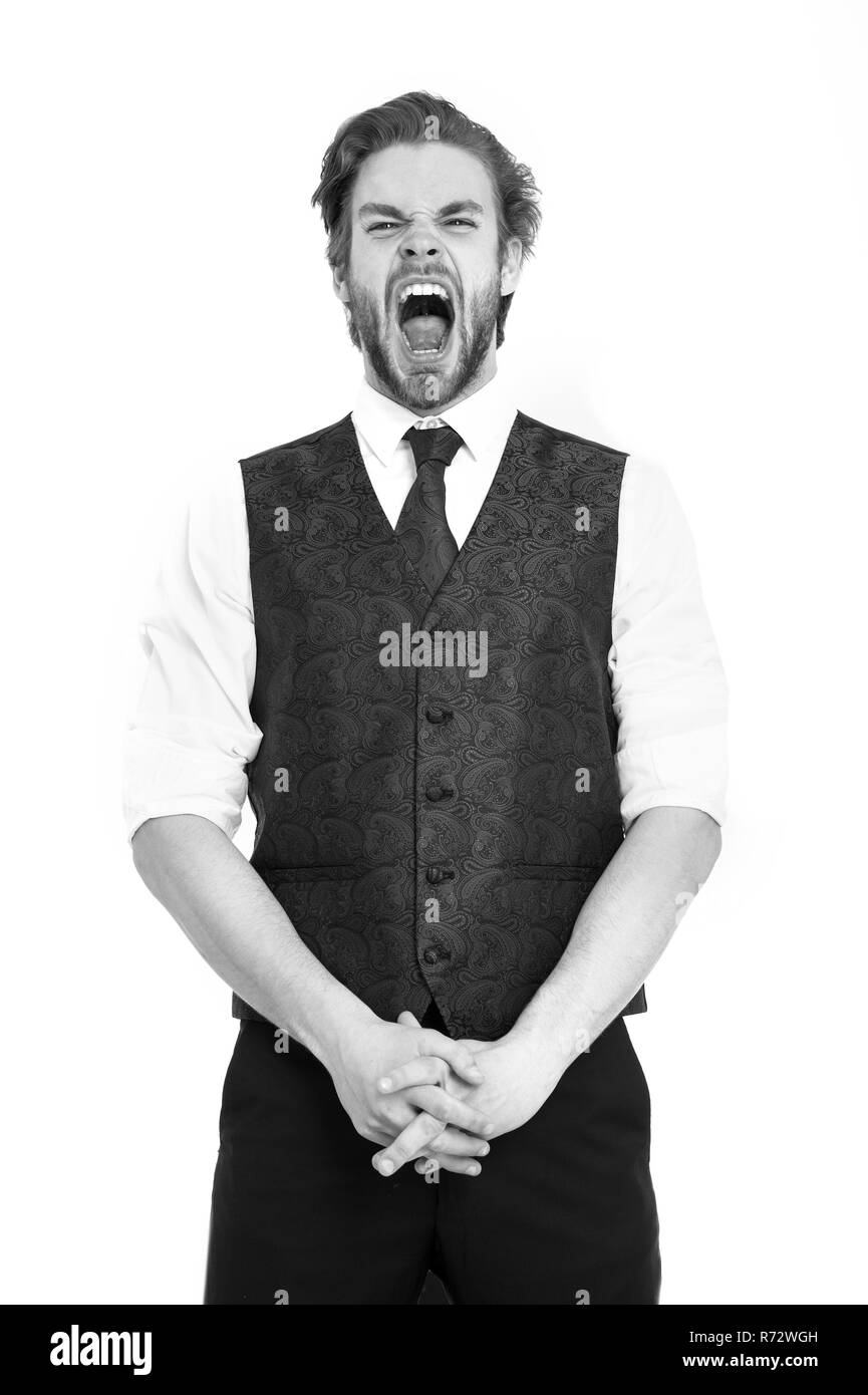 Angry boss shouting in Black and White Stock Photos & Images - Alamy