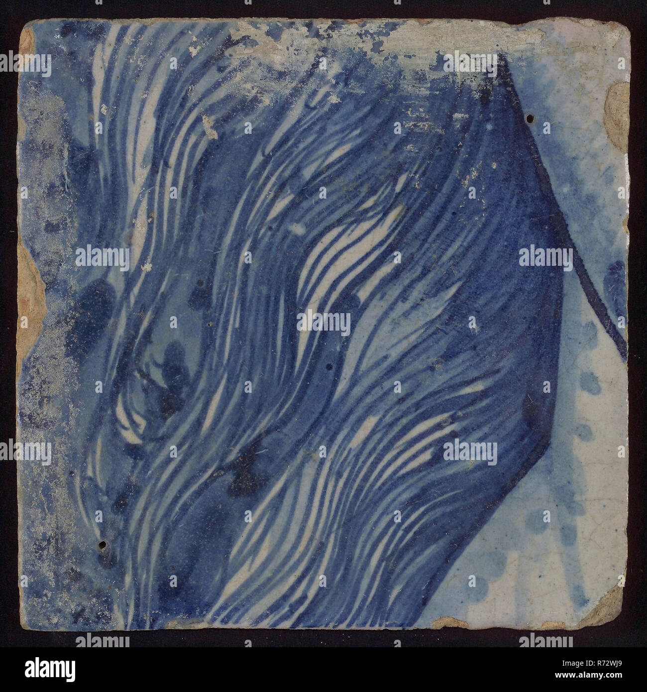 Tile with blue hair, tile picture footage fragment ceramics pottery ...