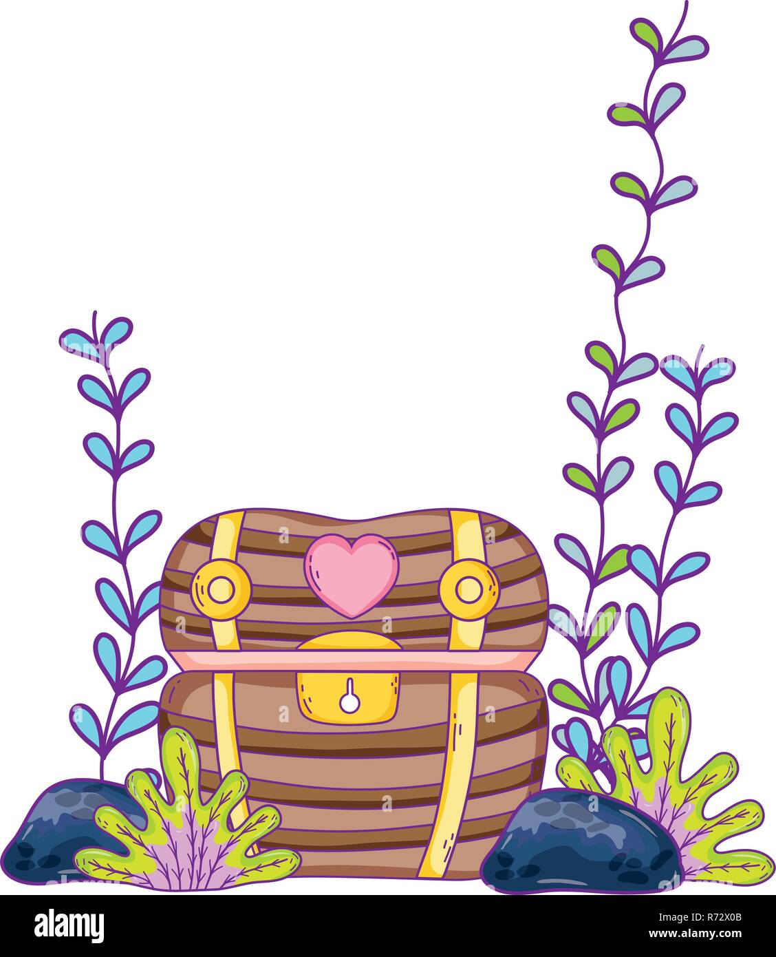 treasure chest undersea scene Stock Vector Image & Art - Alamy