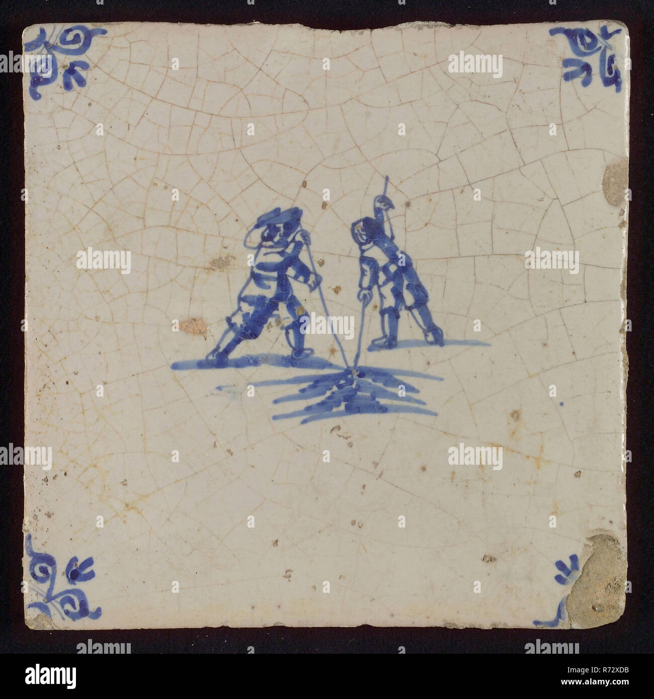 Figure tile, double child's play, pole vault, corner motif ox's head ...