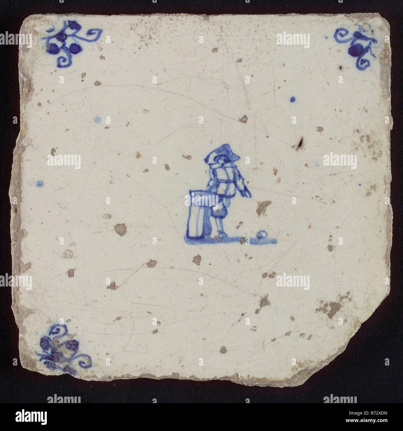Scene tile, child's play, child plays with ball, corner motif spider ...