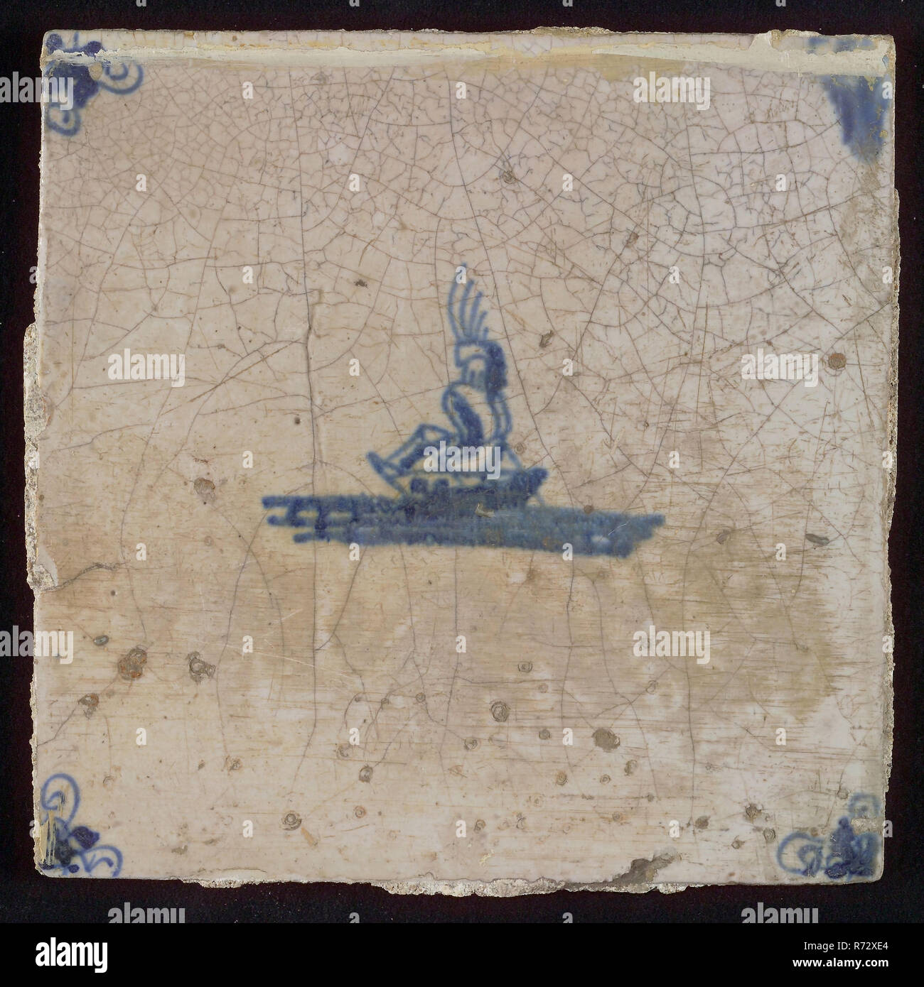 Scene tile, child's play, prick sledge, corner motif spider, wall tile ...