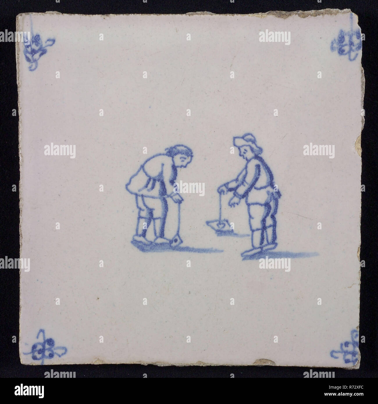 Scene tile, double child's play, shingle, corner motif spider, wall ...