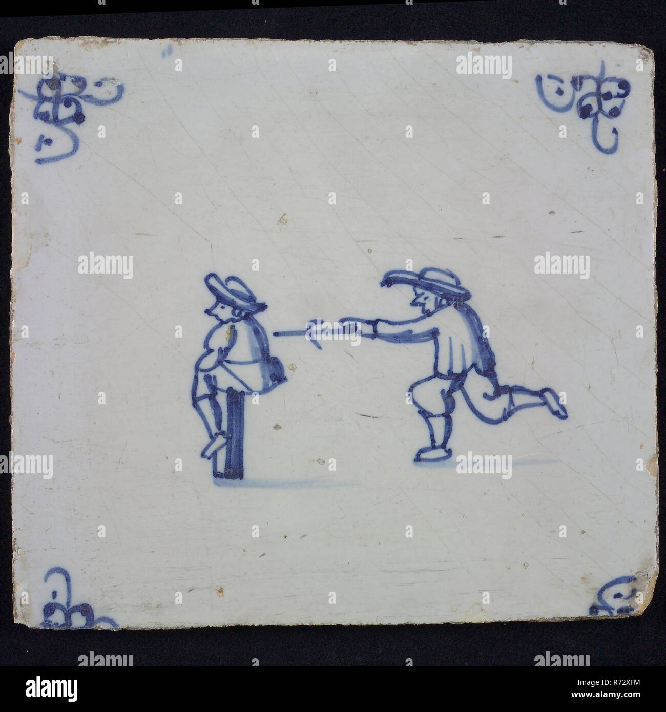 Scene tile, double child's play, soldier playing, Corner pattern spider ...