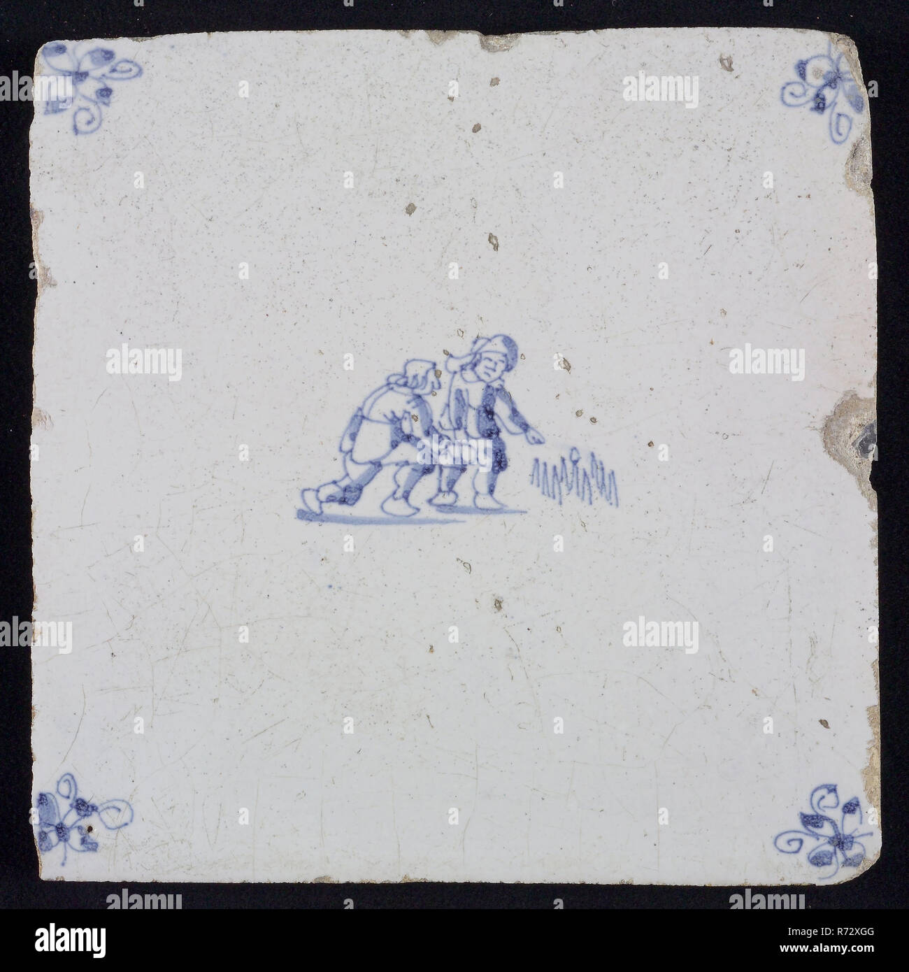 Scene tile, double child's play, skittles; corner motif spider, wall ...