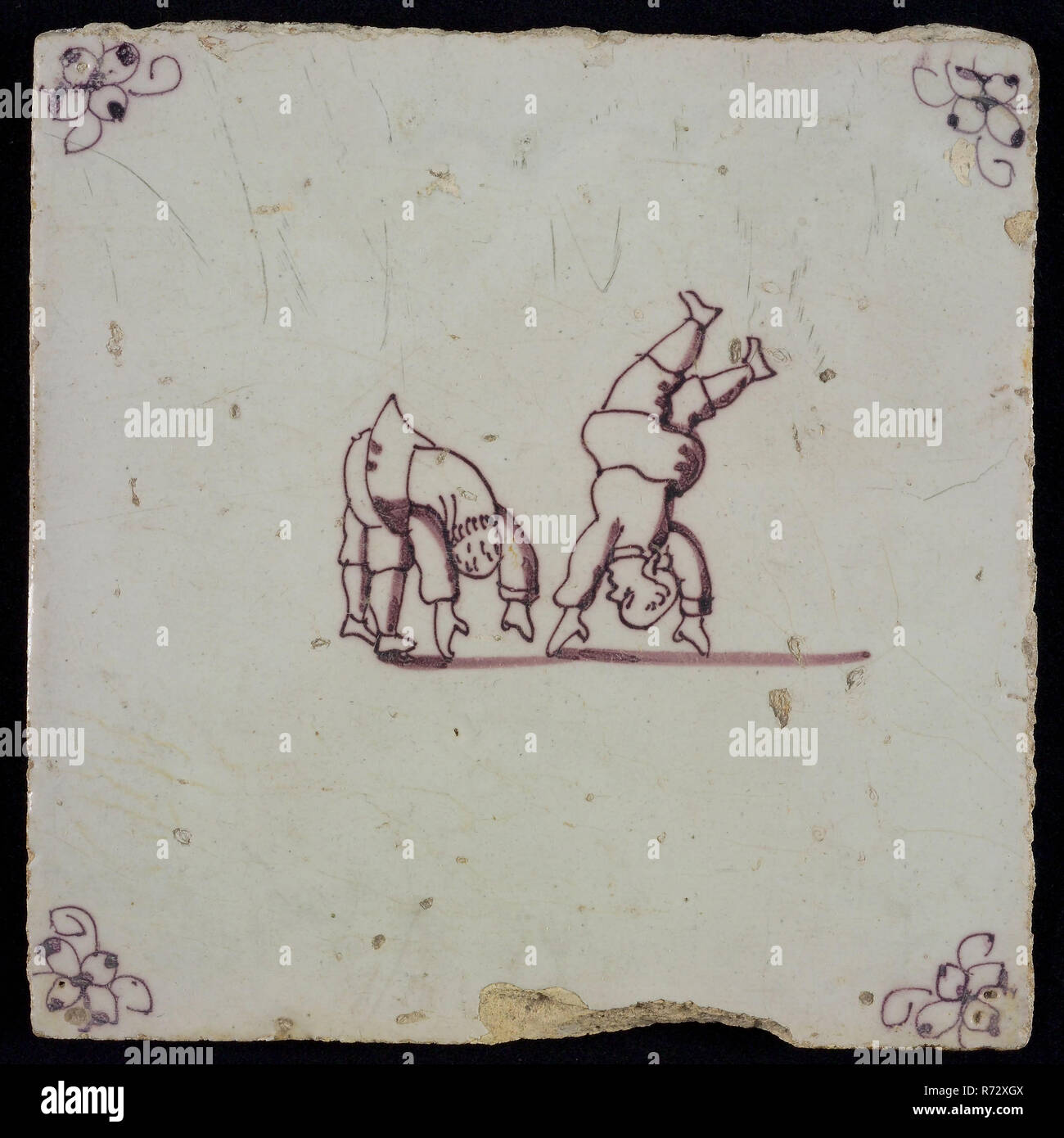 Scene tile, double child's play, upside-down, corner motif spider, wall ...