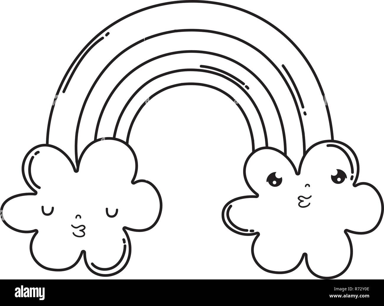 cute cloud with rainbow kawaii character Stock Vector Image & Art - Alamy