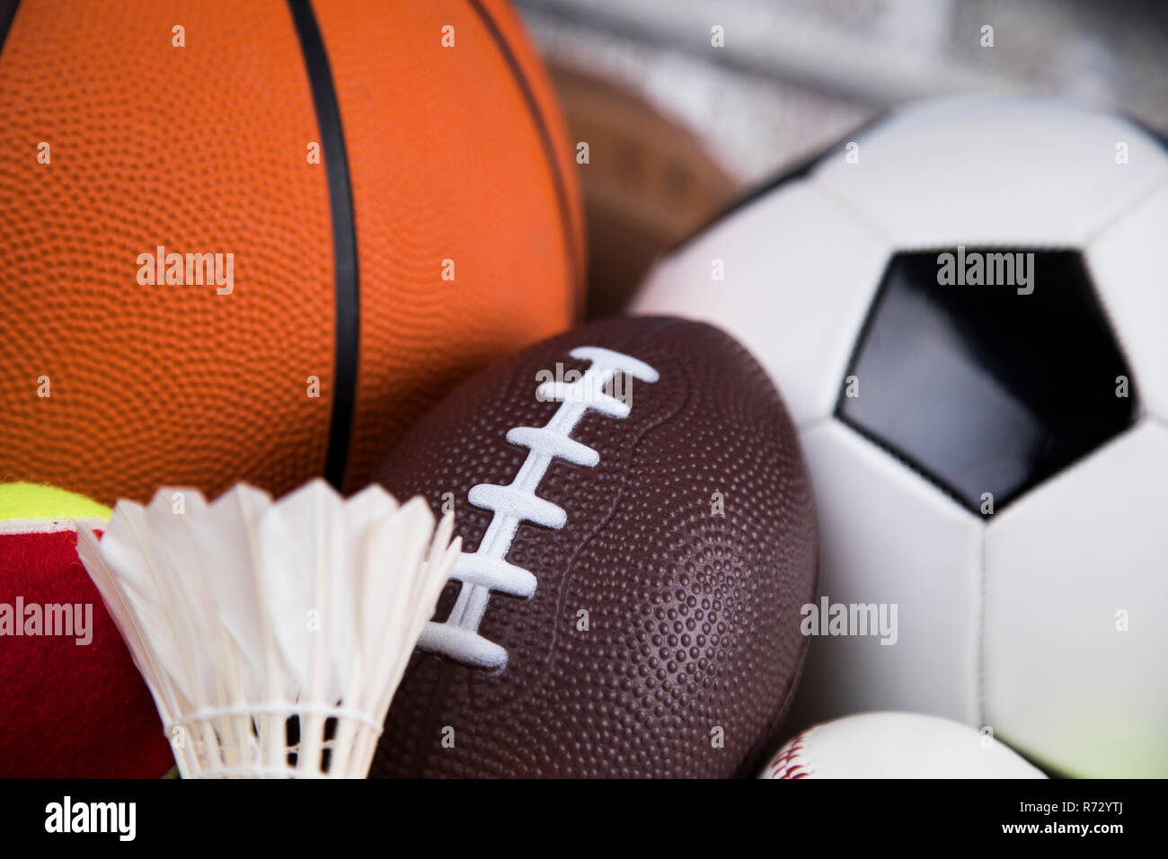 Group of sports equipment Stock Photo - Alamy