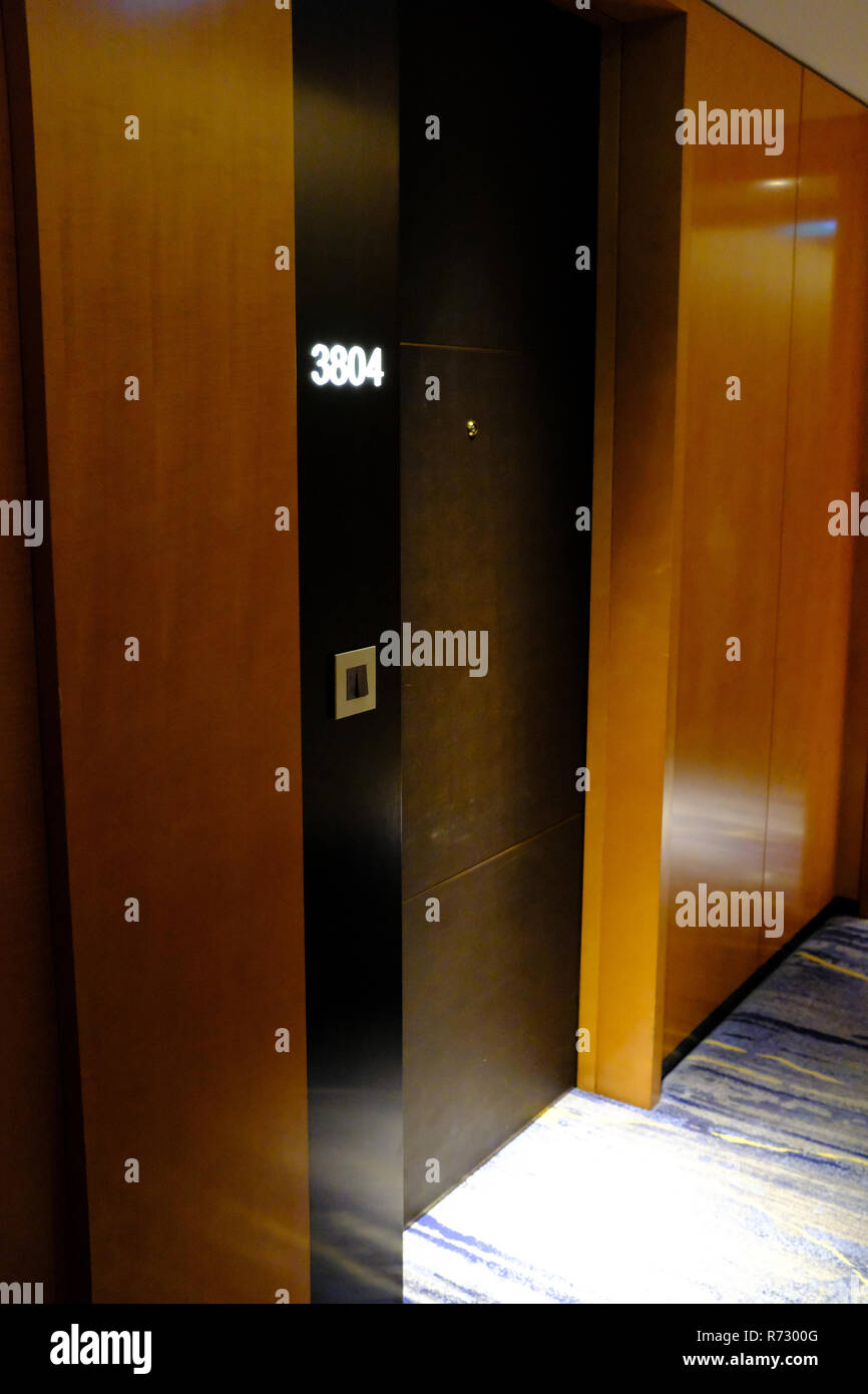 A bedroom door in the Shangri La Hotel at The Shard London UK Stock ...
