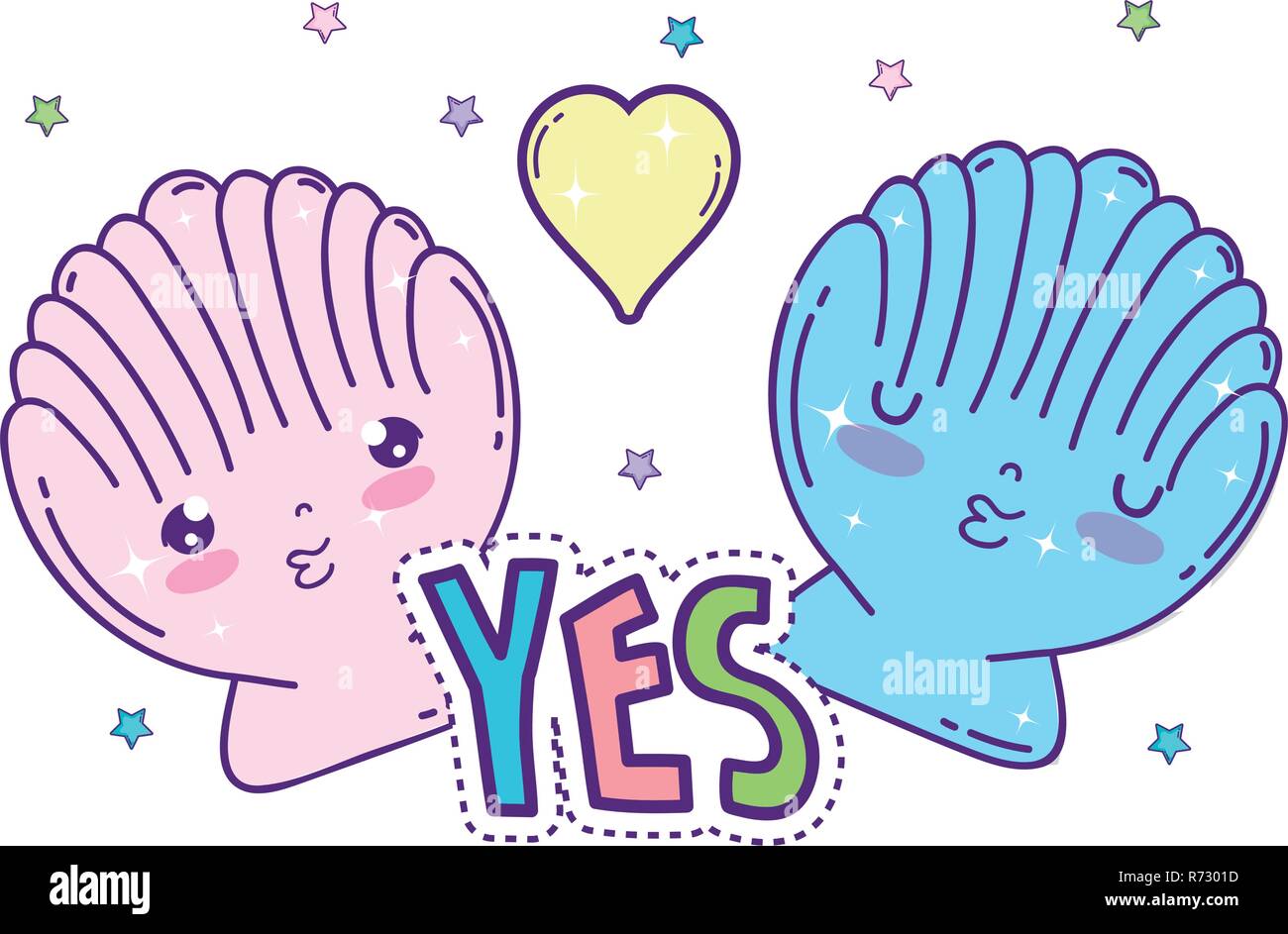 cute shells kawaii characters Stock Vector Image & Art - Alamy