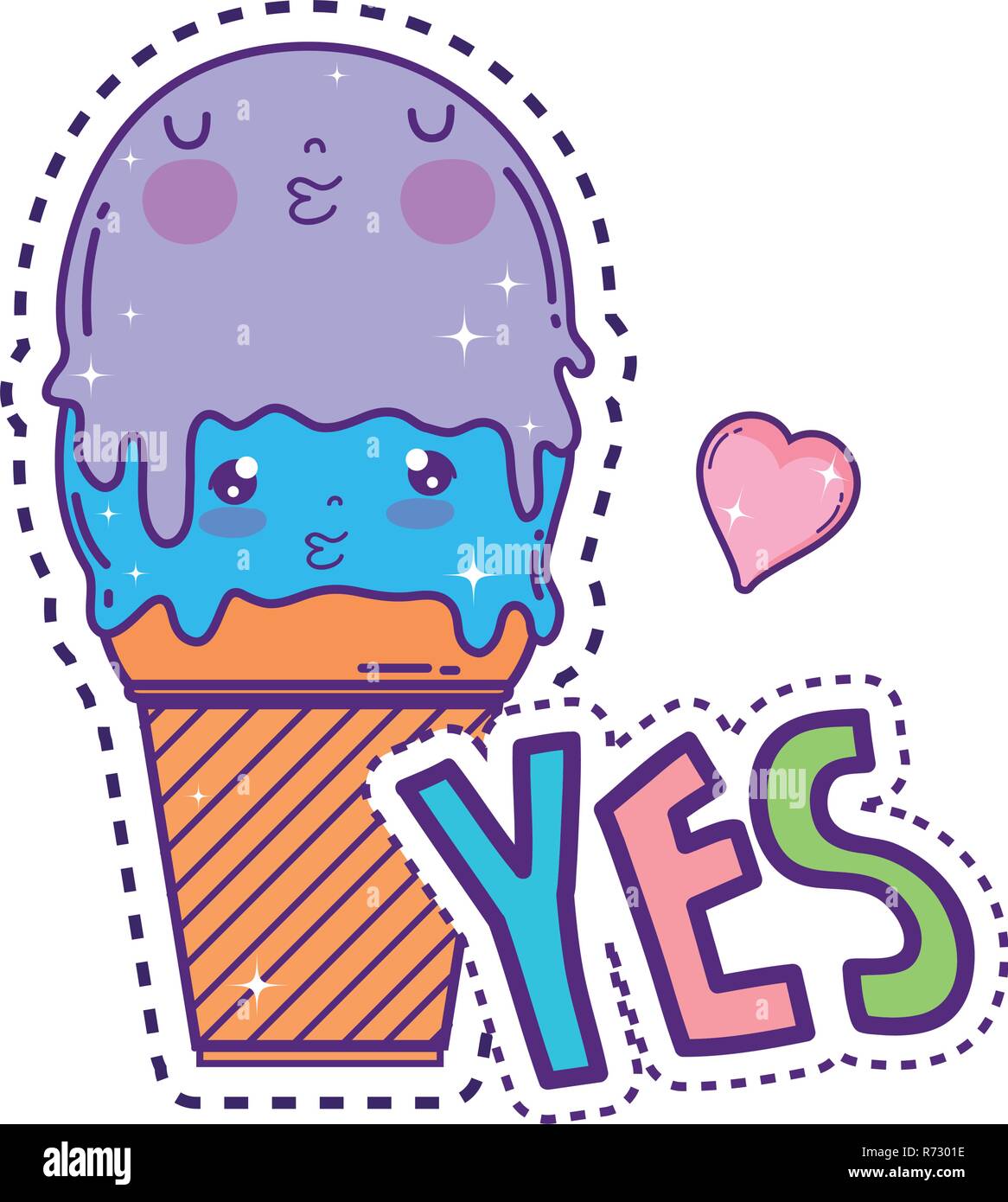 cute ice cream kawaii character Stock Vector Image & Art - Alamy
