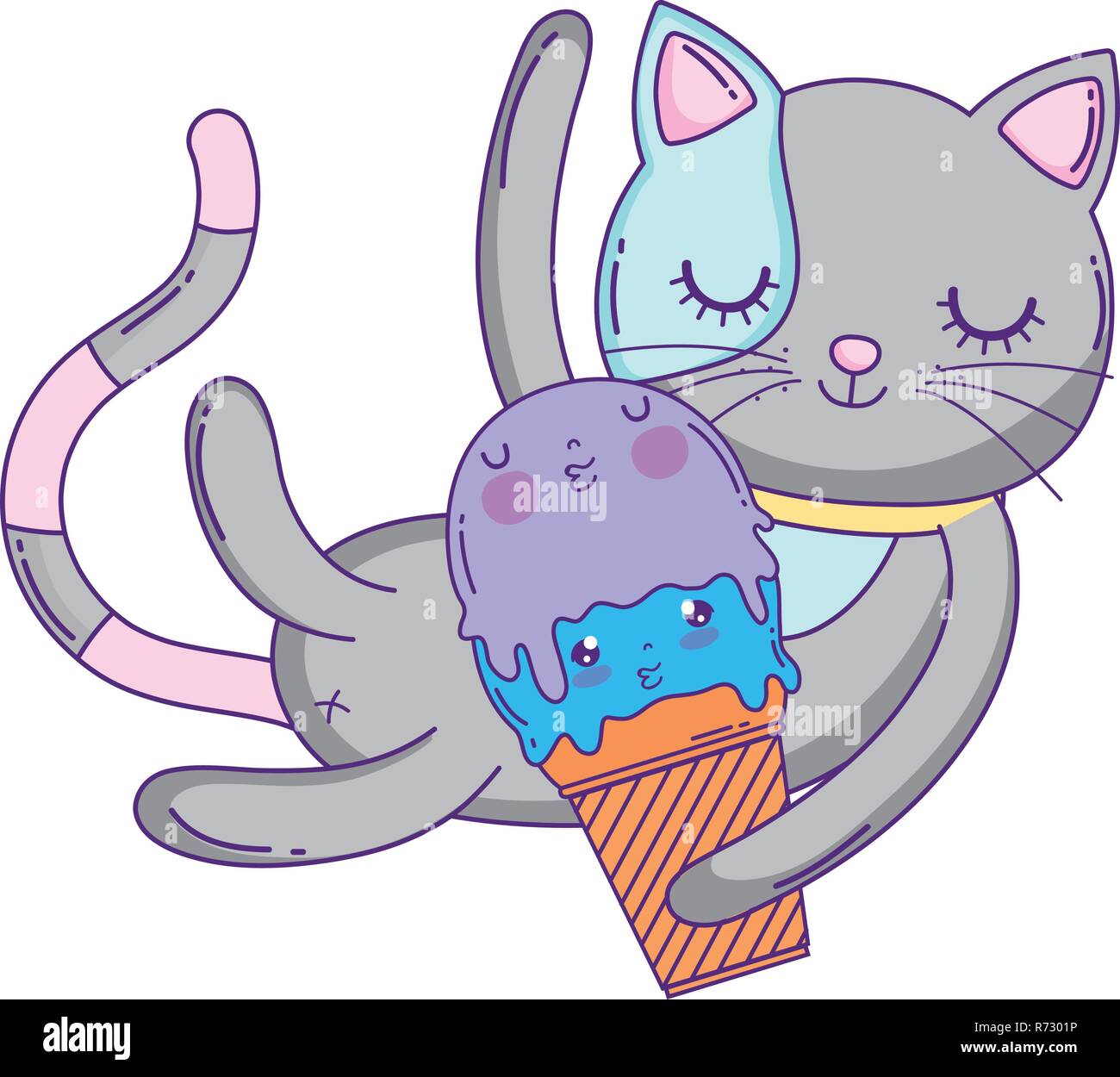 cute cat with ice cream Stock Vector Image & Art - Alamy