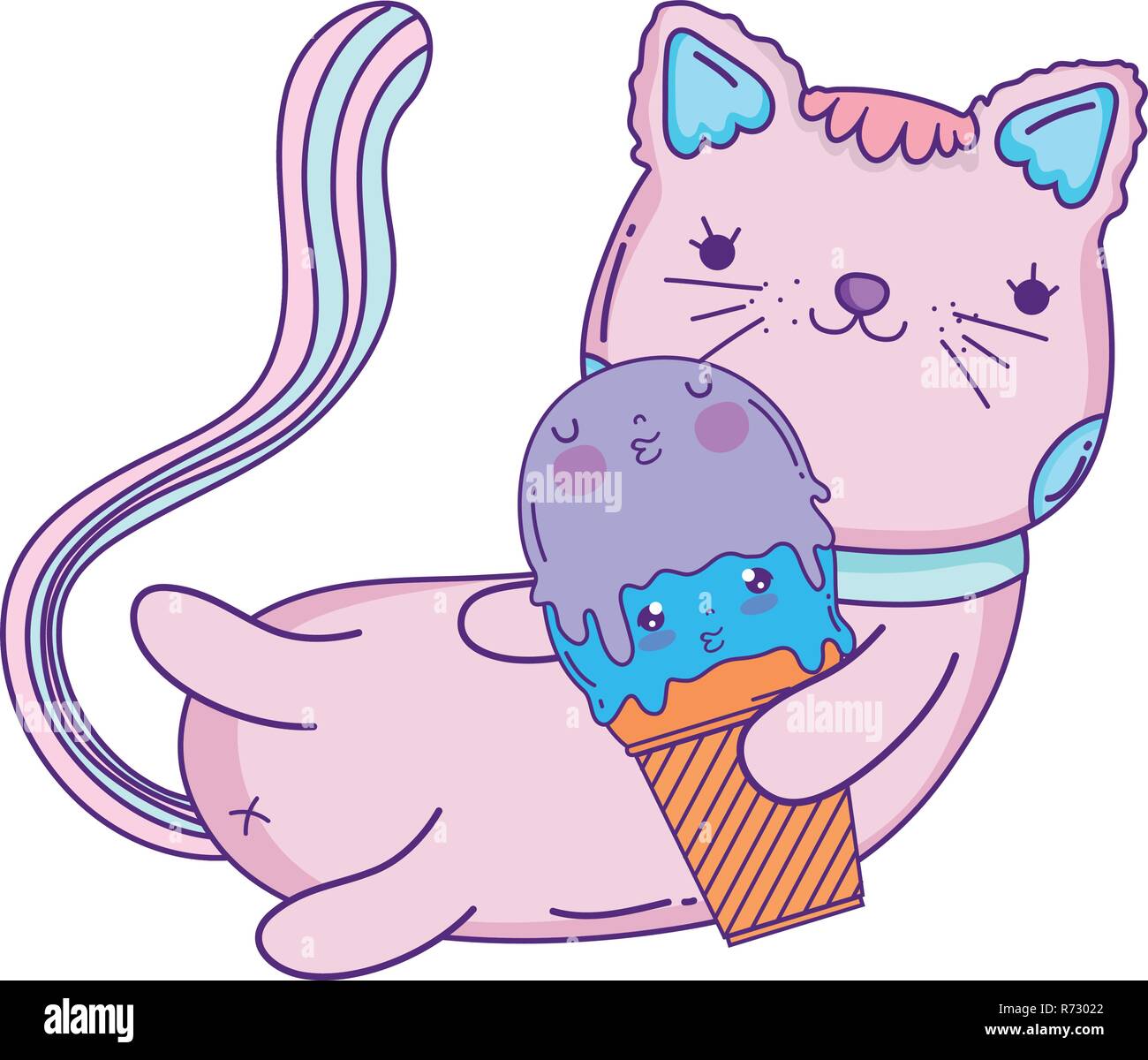 cute cat with ice cream Stock Vector Image & Art - Alamy