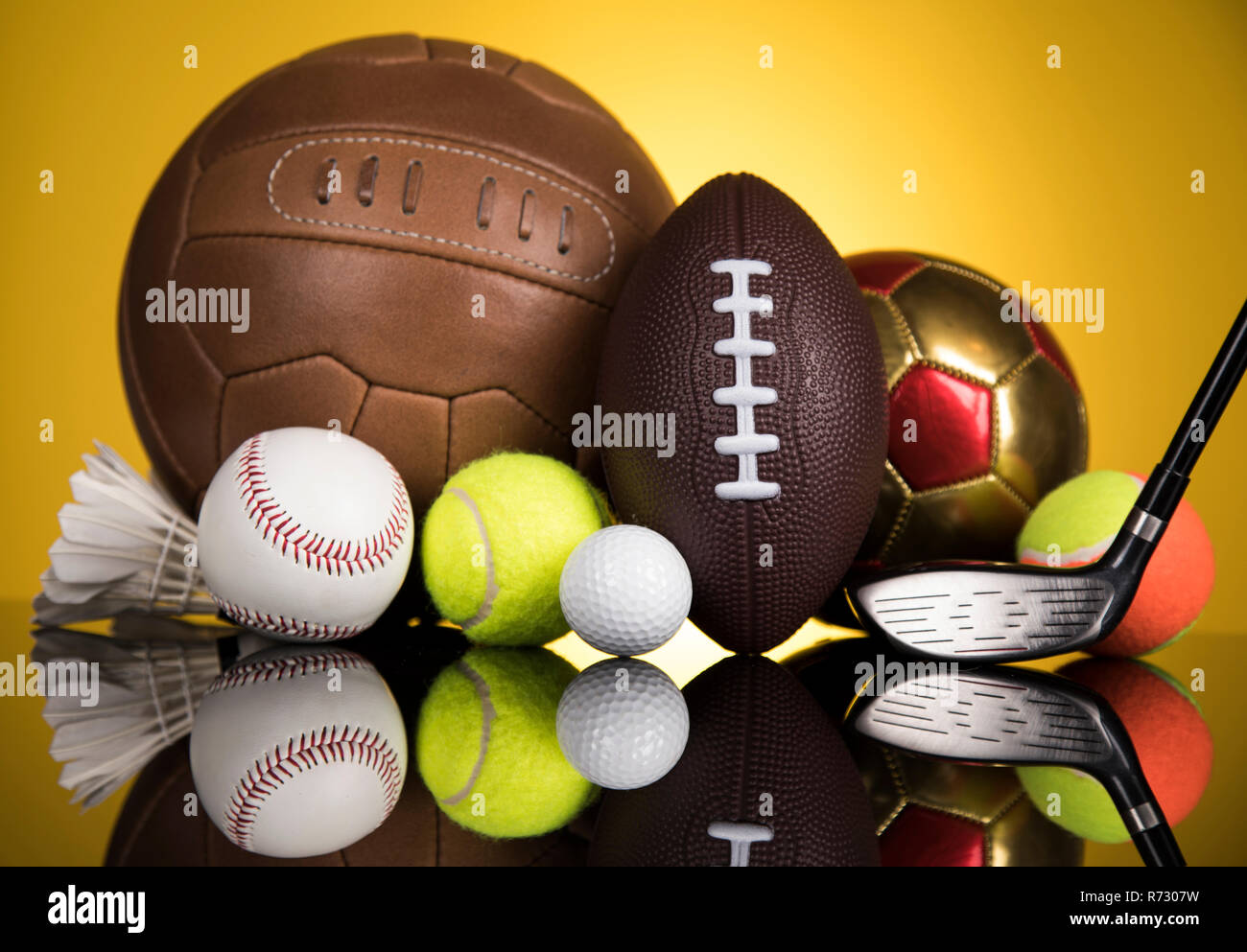 Sport equipment and balls Stock Photo - Alamy