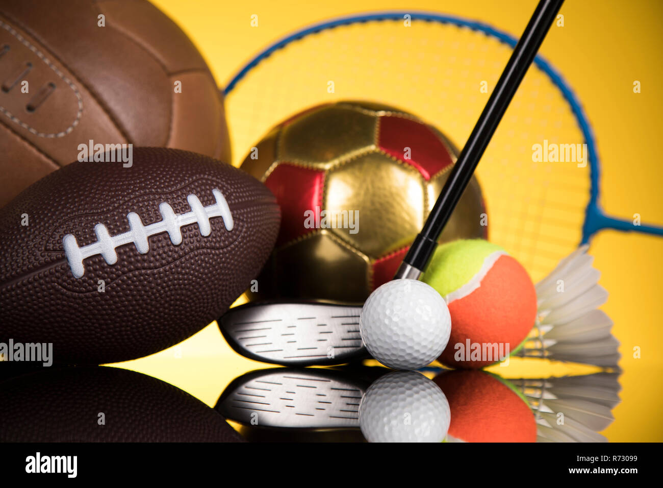 Group of sports equipment Stock Photo - Alamy