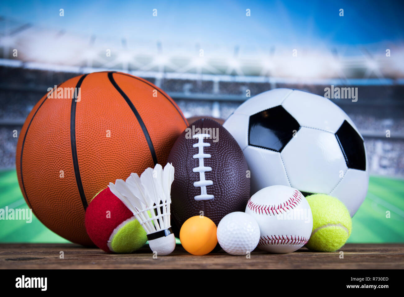 Group of sports equipment Stock Photo - Alamy