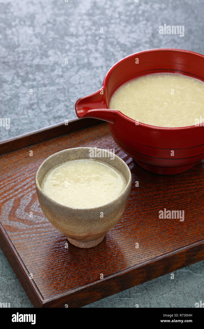 homemade Amazake, Japanese traditional sweet drink made from rice koji ...