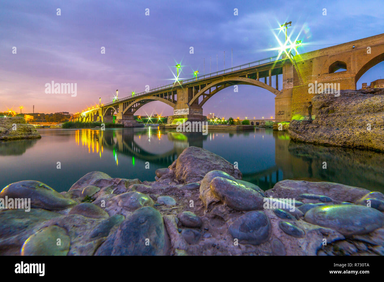 The historic and ancient bridge known as the Roman Bridge, Dezful ...