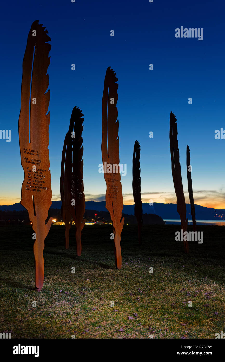 Metal feather sculptures Memorial to Lost Airmen of the Empire-Sidney ...