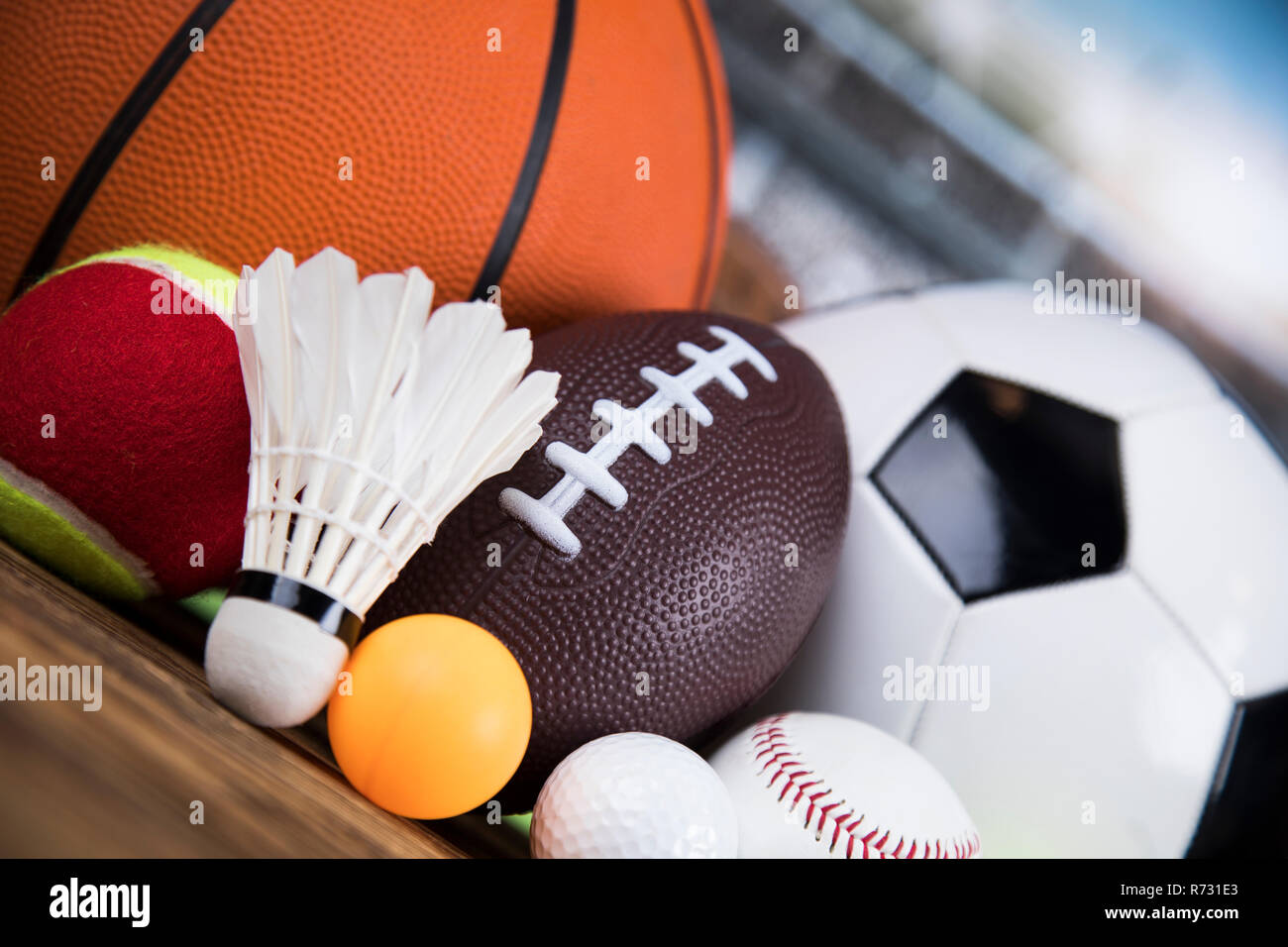 Group of sports equipment Stock Photo - Alamy