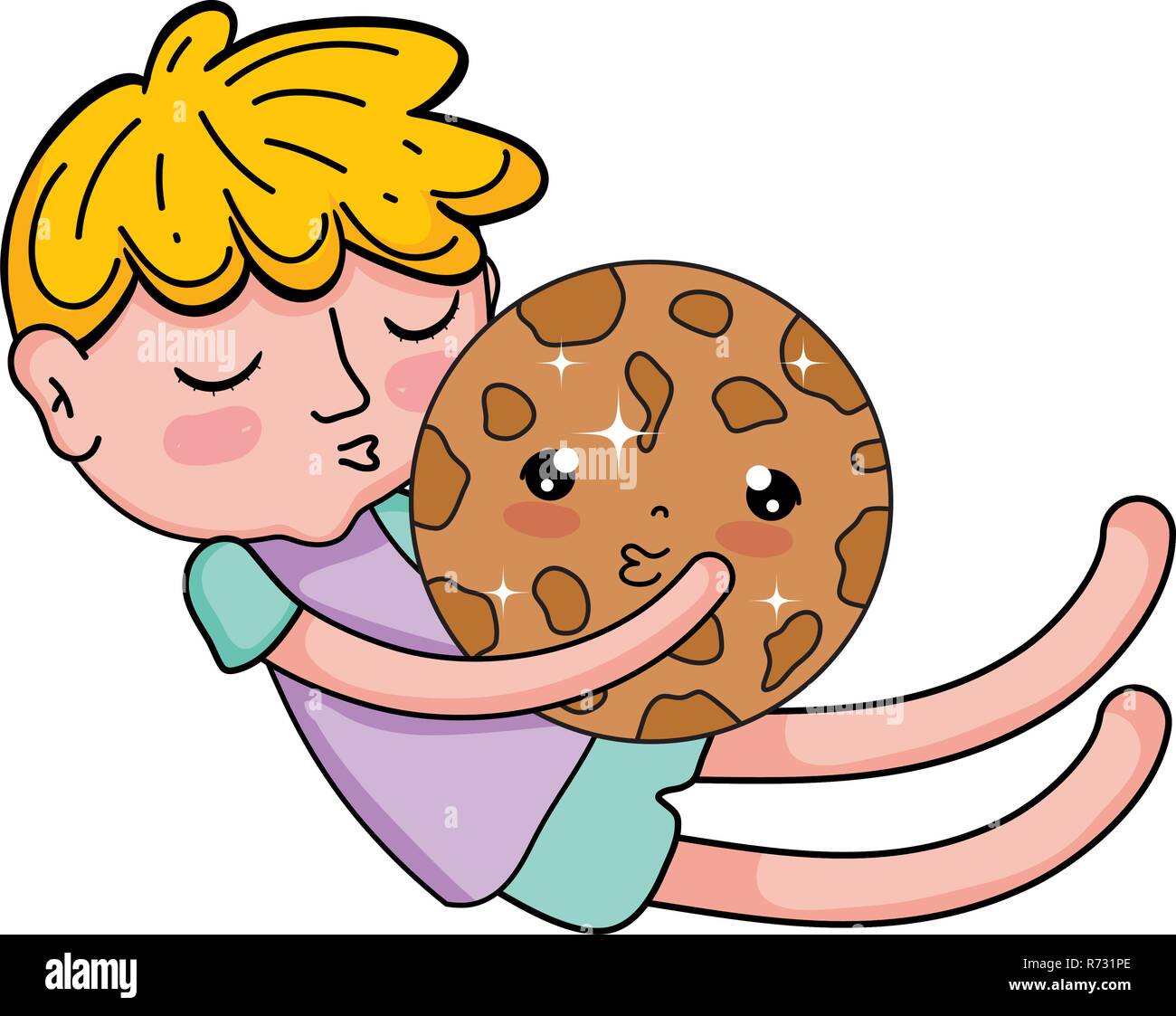 little boy with cookie kawaii character Stock Vector Image & Art - Alamy