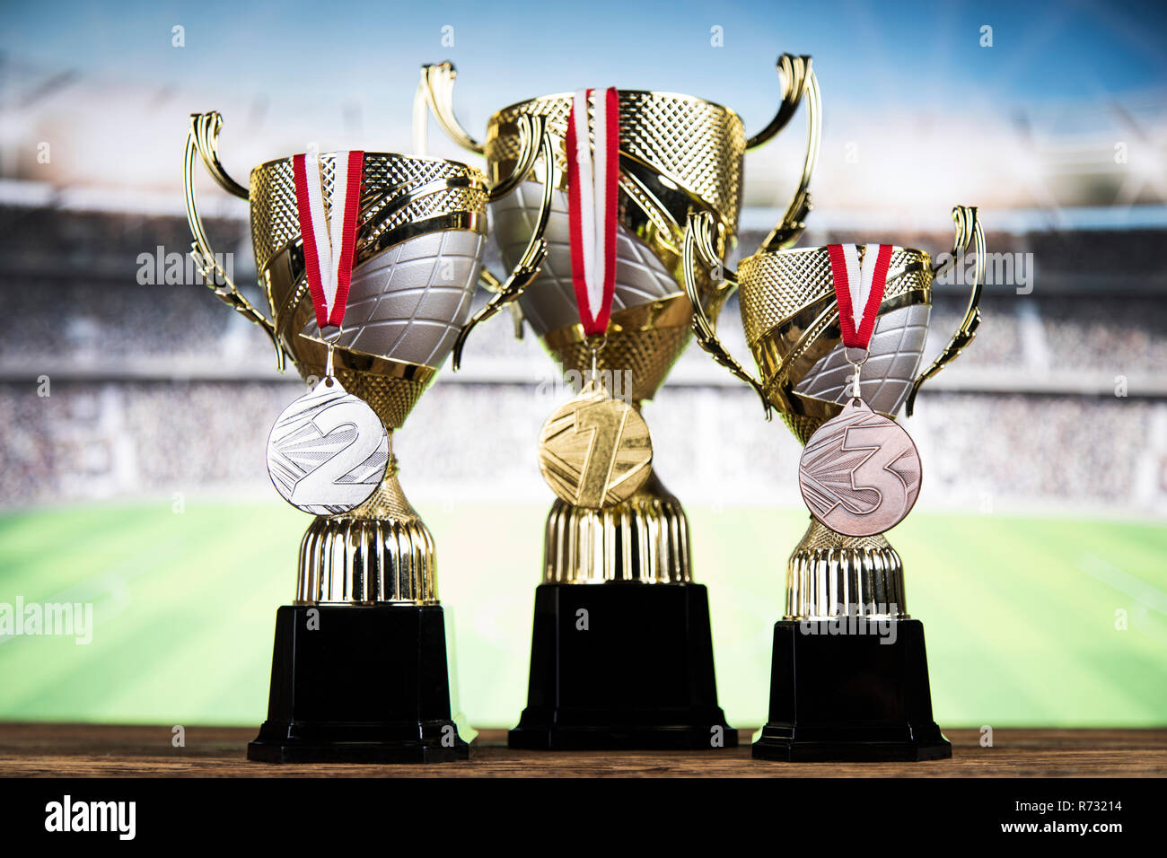 Award winning trophy sport background Stock Photo - Alamy