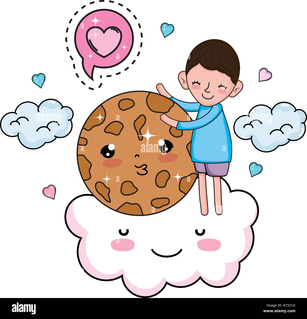 little boy with cookie kawaii character Stock Vector Image & Art - Alamy