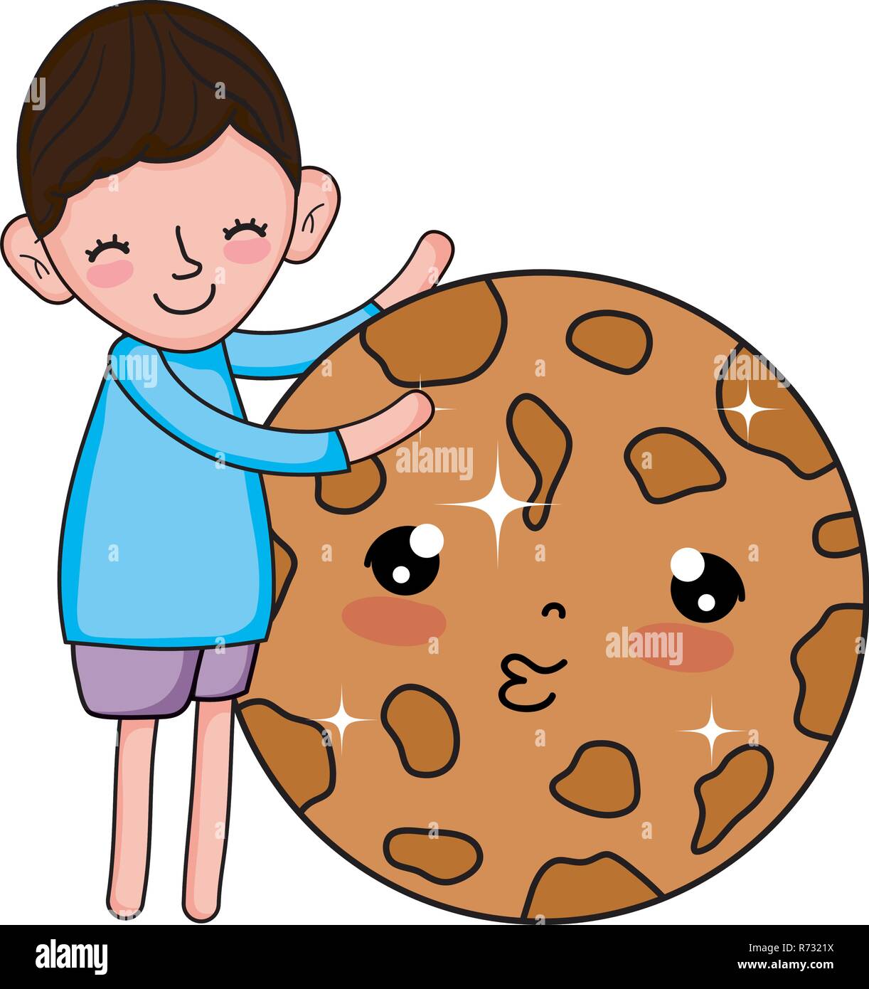 little boy with cookie kawaii character Stock Vector Image & Art - Alamy