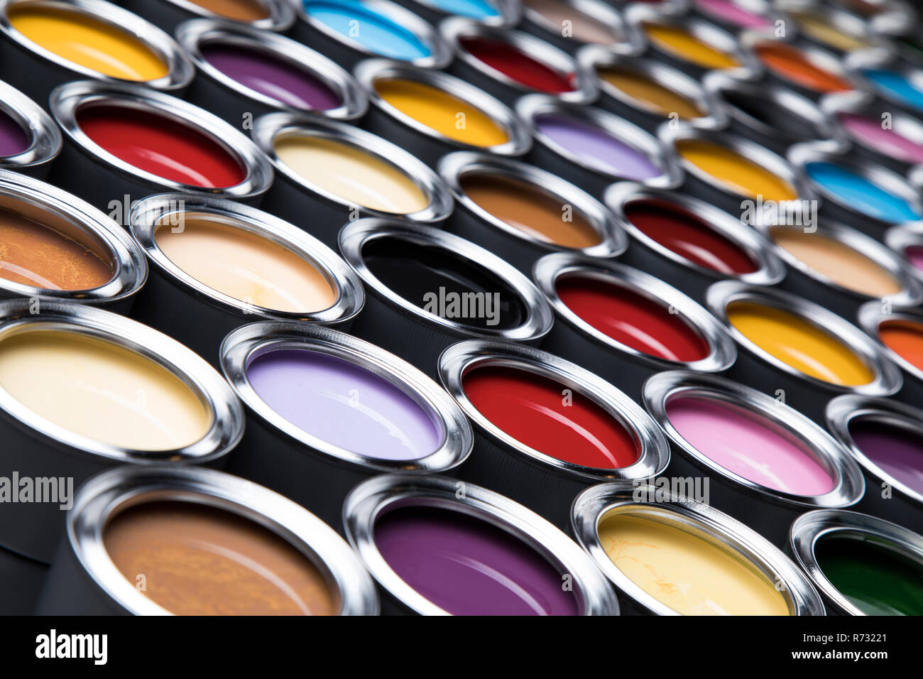 Colorful paint cans set Stock Photo - Alamy