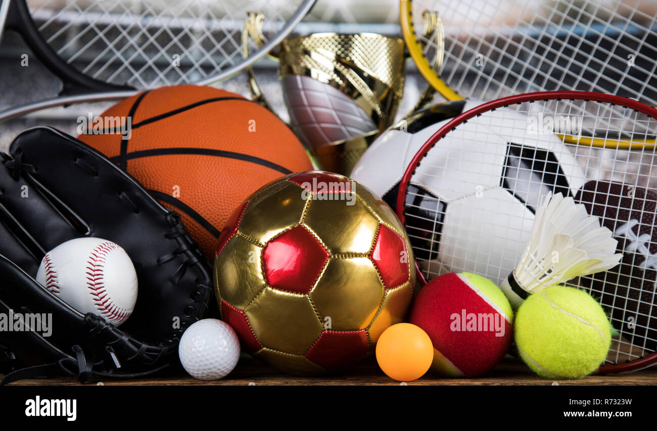Trophy Winning, sport ball background Stock Photo - Alamy