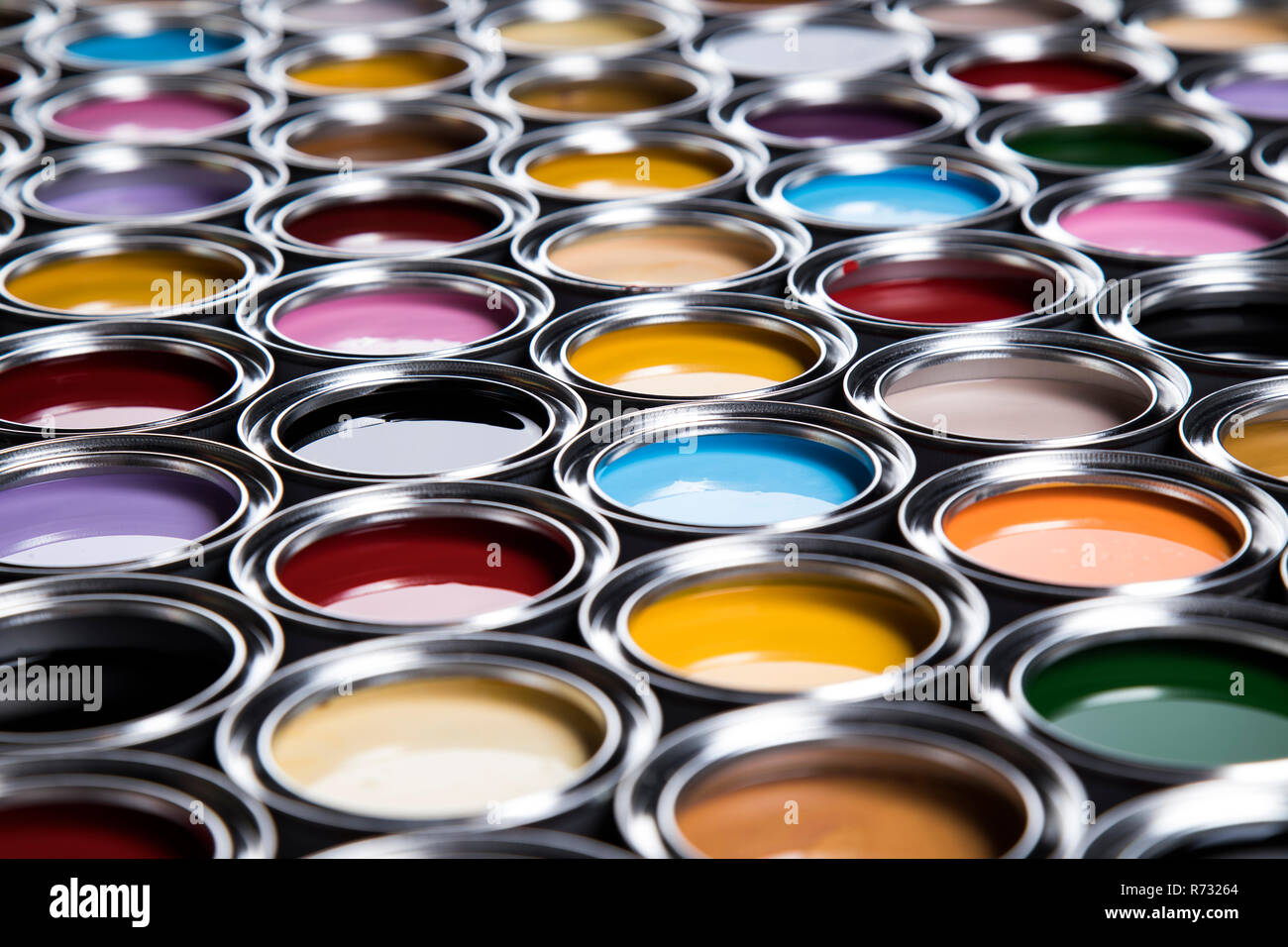 Background from multi color cans of paint Stock Photo - Alamy