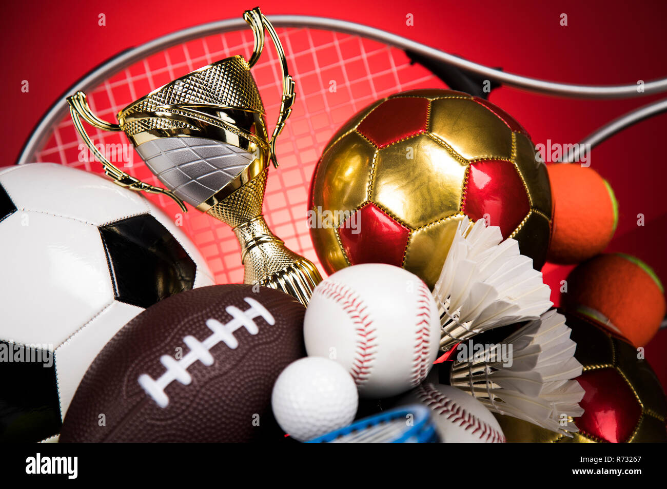 Winner trophy, Sport equipment and balls Stock Photo - Alamy