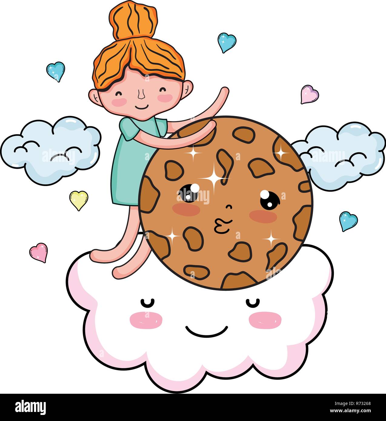 little girl with sweet cookie kawaii character Stock Vector Image & Art ...