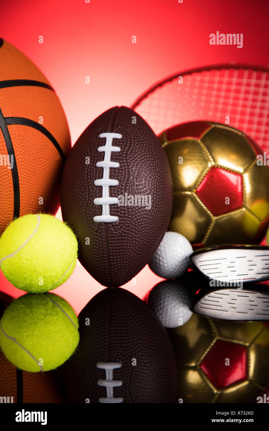 Sport equipment and balls Stock Photo - Alamy