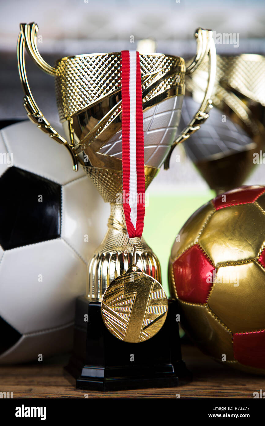 Achievement trophy, winning sport background Stock Photo - Alamy