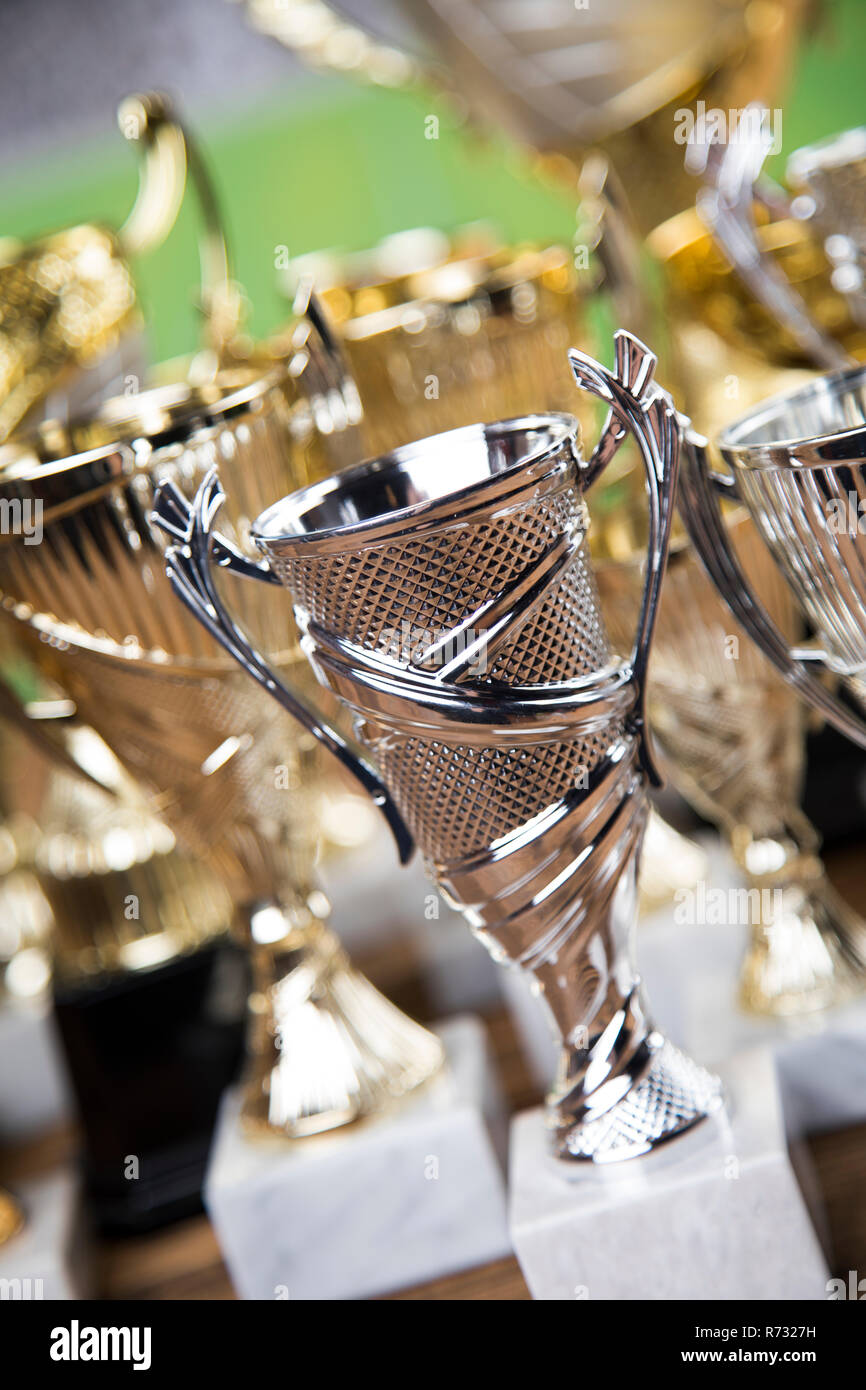 Award winning trophy sport background Stock Photo - Alamy
