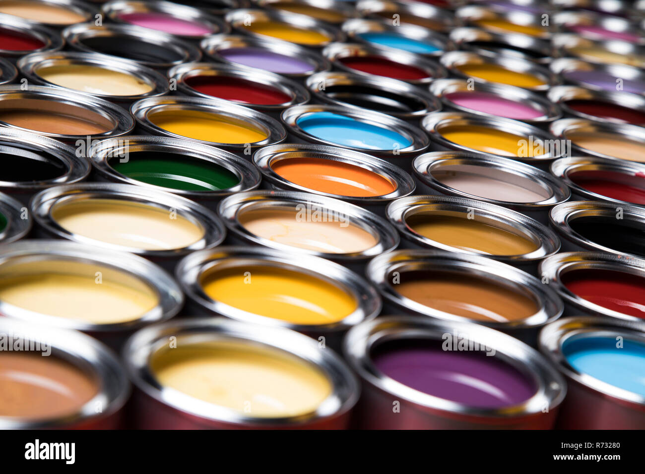 Colorful paint cans set Stock Photo - Alamy