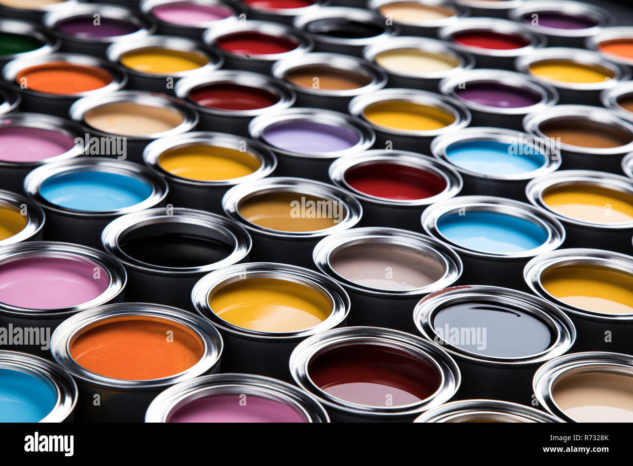 Colorful paint cans set Stock Photo - Alamy