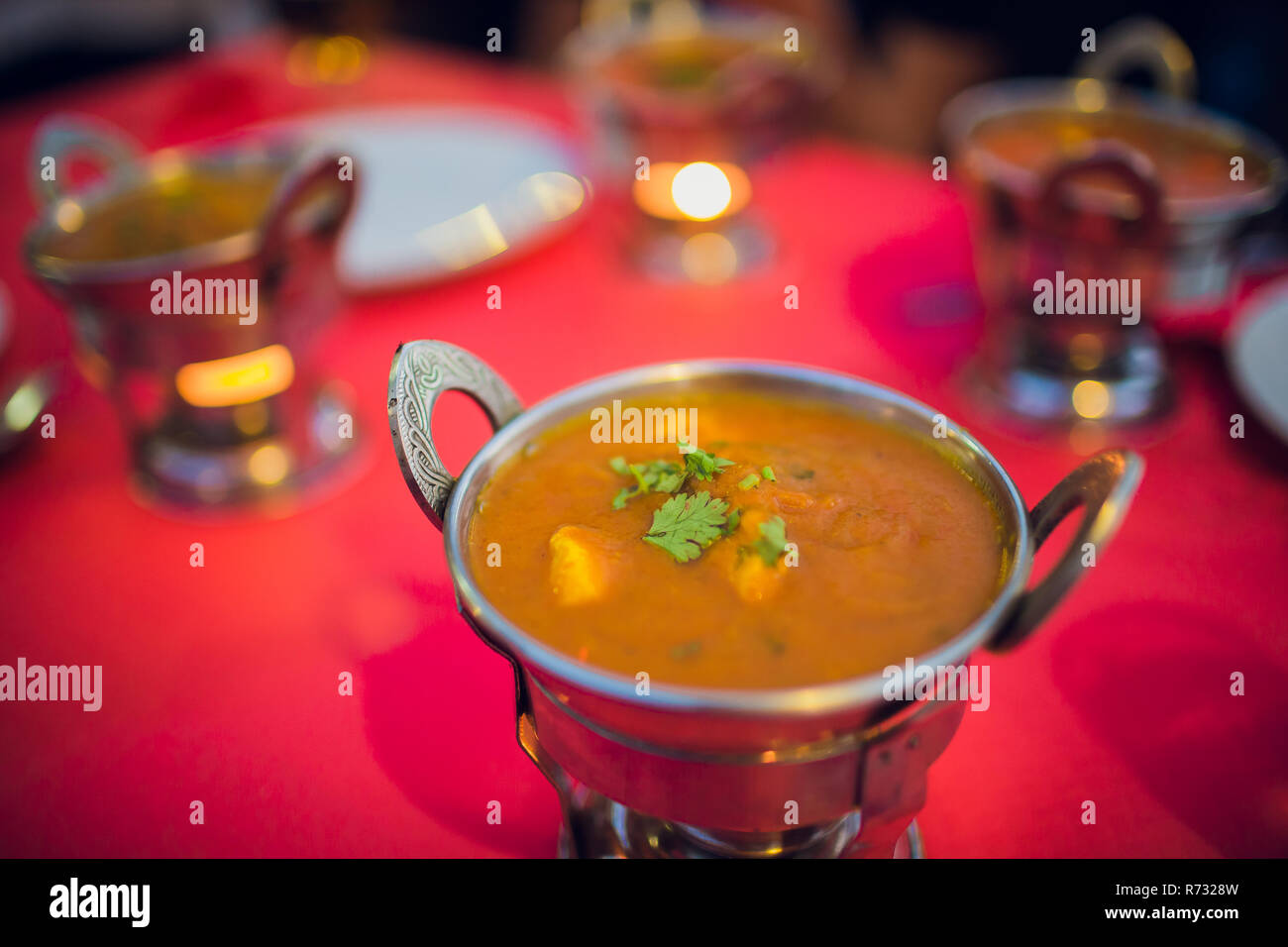 Red curry on wooden table in thailand Stock Photo - Alamy