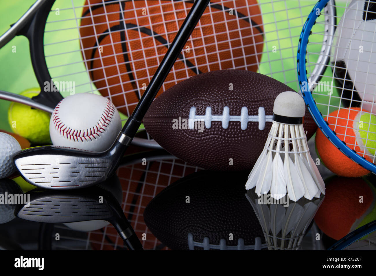 Group of sports equipment Stock Photo - Alamy